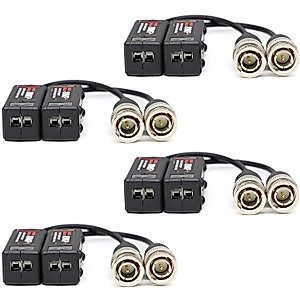 ANLINK 4 Pairs 4K 8MP HD Passive Video Balun Connectors, CCTV BNC Passive Video Balun Transceiver for BNC Male Cable via CAT5/5E/6 Twisted Pair Transmitter CCTV Camera System (4 Pairs, Screw Type)