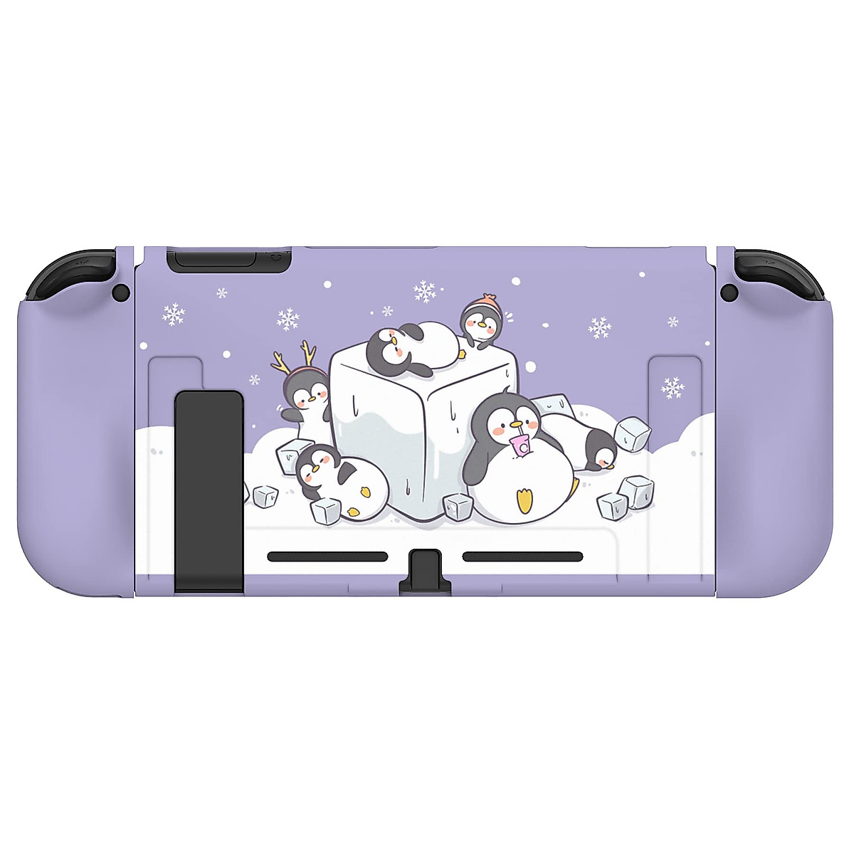 PlayVital ICY Cube Penguin ​Protective Case for Nintendo Switch, Soft TPU Slim Case Cover for Nintendo Switch Joycon Console with Colorful ABXY Direction Button Cap