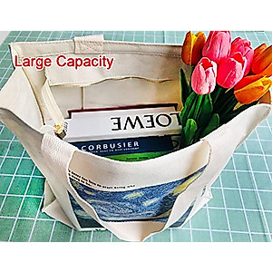 Canvas Aesthetic Tote Bag with Zipper Interior Pocket Shoulder Tote Bags for Women School Shopping