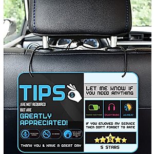 Tips - Five star Accessories rider-share sign for Driver |sign Rideshare 5 stars tips taxi sign driver Rating Appreciated Ride-share Driver Signs- Large 9x6 (Pack of 2)