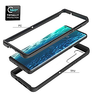 Dzxouui for Moto Edge 5G Case, Moto Edge Case 2020 Heavy Duty 2 in 1 Shockproof Bumper Back Clear TPU Cover Phone Cases for Motorola Moto Edge 5G 6.7 inch 2020 (XK-Black)