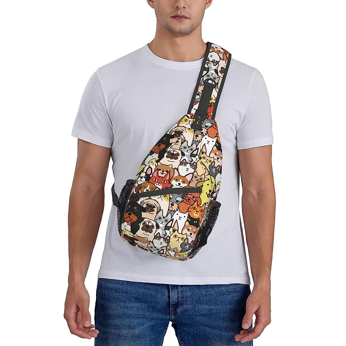 Yrebyou Dog Sling Bag Women Crossbody Chest Backpack Hiking Daypack Men Travel Casual Rideing Outdoor Beach