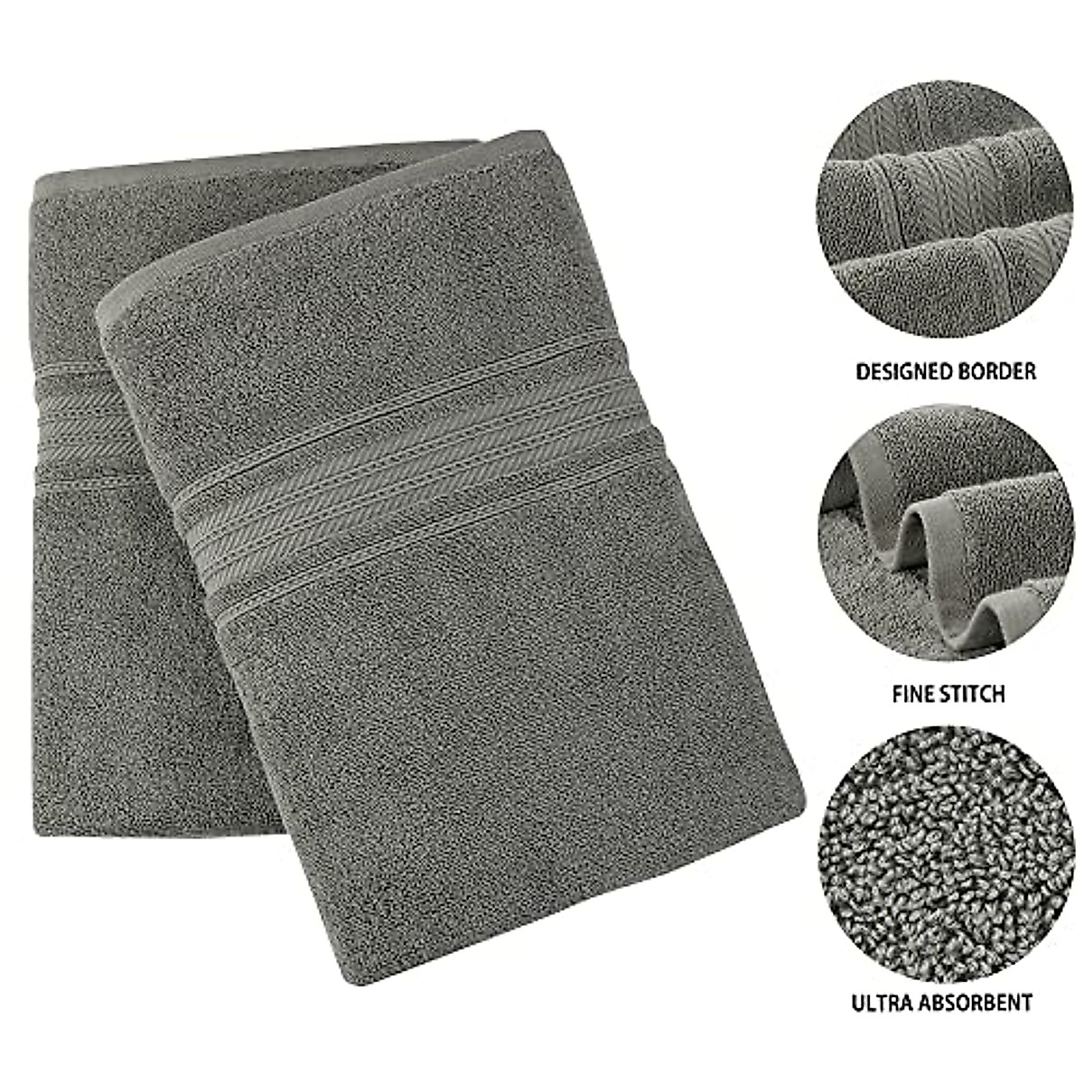 SIMPLY LOFTY Luxury Bath Sheet Towels 35x70 Inch (2 Pack) Premium Extra Large Thick Bath Sheets Oversized Bath Towels Highly Absorbent Quick Dry Jumbo Bath Sheet Towel Hotel Quality (Grey)