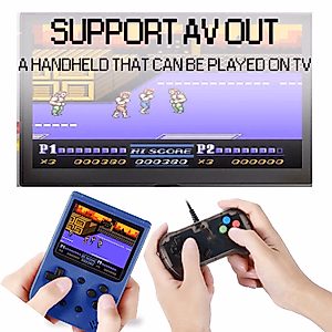 PomisGam Handheld Game Console, Retro Mini Game Player,500 Classical FC Games, Support for Connecting TV & Two Players with Rechargeable Battery Gift for Kids and Adult (Blue)