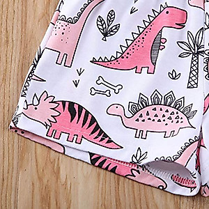 Toddler Kids Baby Girl Summer Clothes Sassy Shirts Tank Top+Dinosaur Shorts Pants Outfit Set (Tank top+Shorts, 2-3T)