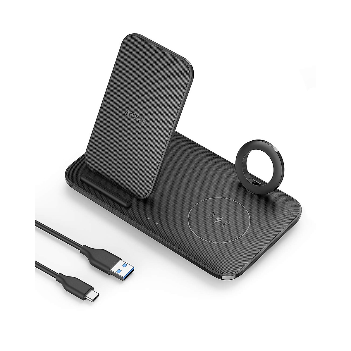 Anker Wireless Charging Station for Apple, PowerWave 3-in-1 Qi-Certified Stand for iPhone 14 Series, AirPods Pro, Apple Watch Series 1-6 (Watch Charging Cable & QC Adapter Not Included)