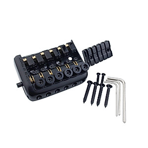 Guyker 6 String Saddle Headless Guitar Bridge Tailpiece With Worm Involved String Device for Headless Guitar Accessories Replacement Part W2004 Black