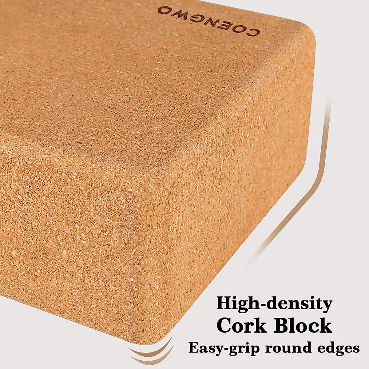 Yoga Blocks Cork, COENGWO Cork Yoga Brick, 100% Eco Friendly Yoga Cork Blocks, Supportive Balance Deepen Poses for Yoga Beginners, Stretch, Pilates, Meditation, 9x6x3 Inches, 2 Pack