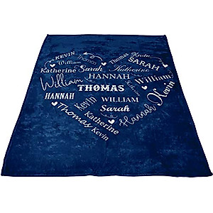 Personalized Name Blankets for Baby, Kids and Adults, Mom, Grandma. Custom Name Blanket from Your Names. Close to Heart Customized Throw. Gift for Mothers Day, Christmas (Navy, Fleece 50" x 60")