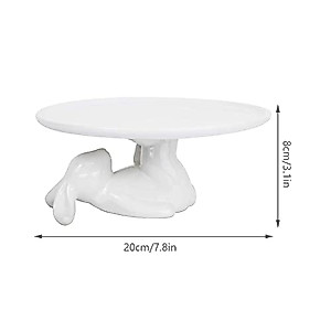 Eaezerav Cake Stand Bunny Candy Dish, White Ceramic Cupcake Plates for Cake, Snacks Cookies, Easter Bunny Decor Gift, Round Dessert Tray for Holiday Birthday Party Home Decorations (Large, 9.8Inch)