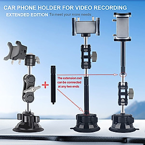 leepiya Universal Ball Head Arm for Phone 360 Adjustable Car Suction Phone Holder with Remote Control Shooting Windshield Phone Mount for Car Cell Phone Holder Stand for Video Recording