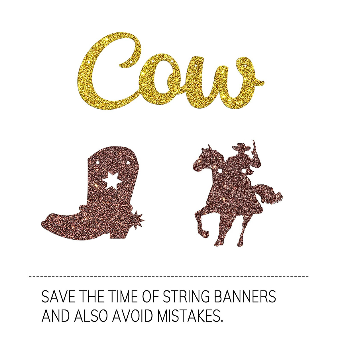 Little Cowboy Banner Gold Gliiter Western Cowboy One 1st Birthday Banner for Little Boy Gender Reveal Welcome Baby Boy Birthday Party Decorations