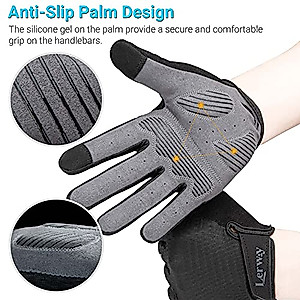 LERWAY Cycling Gloves Mountain Bike Gloves: Touch Screen Full Finger Gloves Lightweight MTB Bicycle Gloves for Men Women Breathable Anti-Skid Shock-Absorbing Padded Gloves for Summer Biking Running