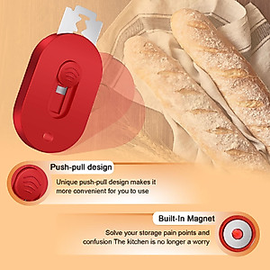 Giying6 Magnetic Bread Lame Dough Scoring Tool,Premium Sourdough Starter Kit,Integrated Push-pull Handle,for Professional Sourdough Baking & Bread Making Tools,contain 5 Razor Blades (Red)
