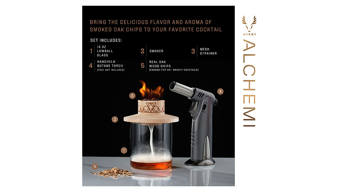 Viski Alchemi Smoked Whiskey Cocktail Kit - Torch & Glass