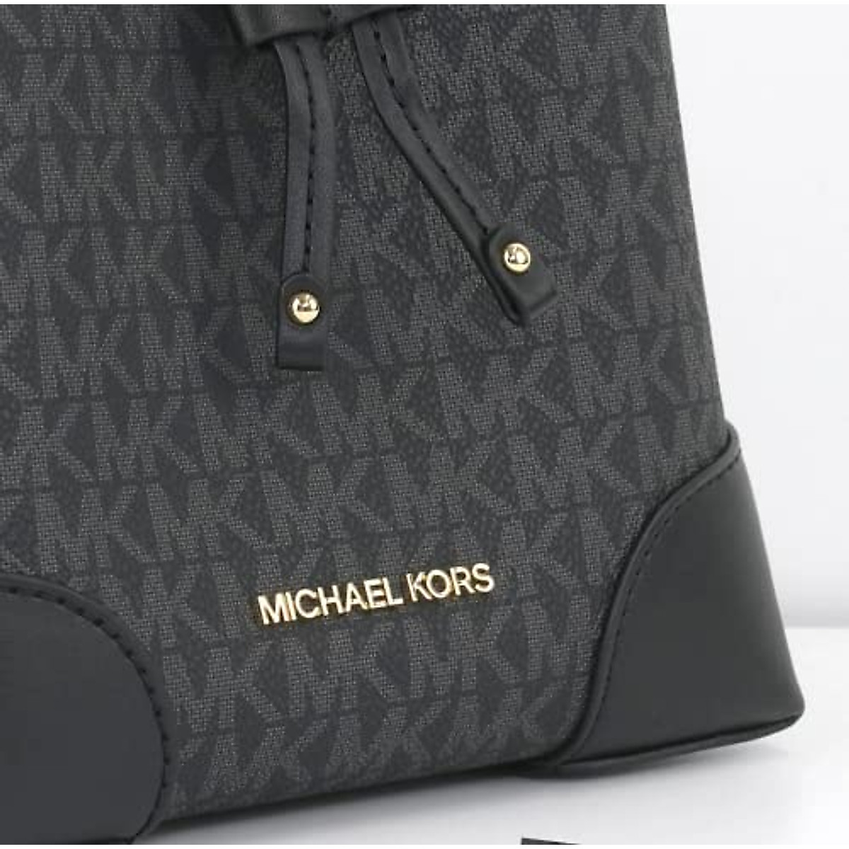 Michael Kors XS Suri Mini Bucket Crossbody Drawstring Shoulder Bag 35F2GM9M1B PVC (Black PVC)