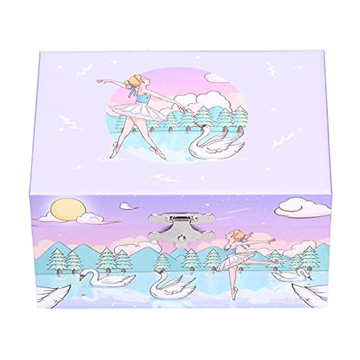 Pinsofy Musical Jewelry Box, Portable Music Storage Box for Organizing Small Daily Items for Kids Girl for Children for Birthday Gift(F Music Box)