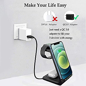 Wireless Charging Station, 3 in 1 Wireless Charger Stand Compatible for iPhone 14 Pro Max/14 Pro/14 Plus/13/12/11/XR/X/8, Fast Charging Dock for iWatch Series Ultra/8/7/SE/6/5/4/3/2 AirPods 3/2/Pro