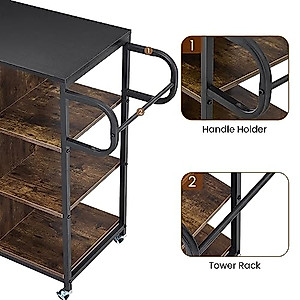 Lamerge Kitchen Island with Storage, Rolling Kitchen Cart on Swivel Wheels, Kitchen Storage Cabinet with 3 Open Shelves and Drawer, Island Table for Kitchen Bar, Rustic Brown