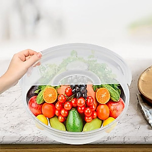 ATRDTO 1Pc 12 Inch Pie Carrier with Lid and Handle Pizza Slice Storage Container for Cheese Cake, Corn Pie, Fruit White Clear Visible (1)