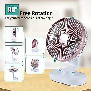 fandicle Battery Operated Fan Portable, 4 Speed 4000 mAh 8.9 Inch USB Powered Fan, Adjustable Angle Tabletop Fan with Upgraded Strong Airflow Quiet Small Desk Fan for Travel, Camping, Office, Car