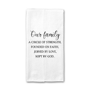 Coffee Bar Towel, Dish Towel, Kitchen Towel, Housewarming Gift, Easter Gift, Gift for Mom, Hand Towel, Coffee Decor Gift, Friend Gift, Our Family A Circle of Strength