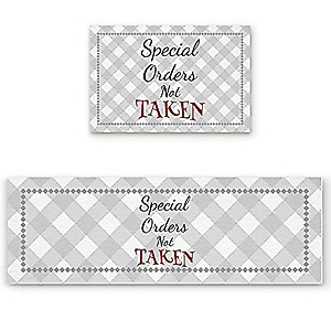 OPLJ Modern Home Doormat Kitchen Grid Text Living Room Balcony Carpet Bedroom Kitchen Non-Slip Long Rug A1 40x60cm+40x120cm