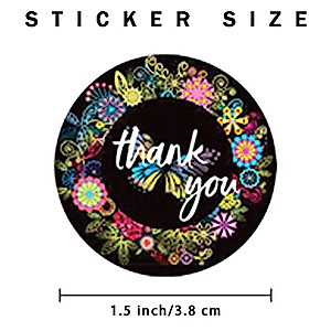Thank You Sticker Rolls, Business Stickers, Bubble envelopes and Gift Bag Packaging Labels, 500 Sheets per roll, 1.5 inches in Diameter, 4 Different Patterns (500 Sheets/4 Styles)