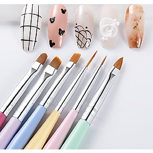 GEMBITYFUL Nail Art Brushes 6Pcs Painting Nail Brushes Nail Art Liner Brushes and Nail Art Dotting Pens for Salon