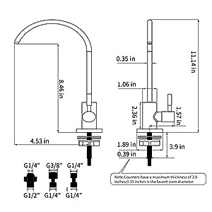 Jeonestan Drinking Water Faucet,Water Purifier Faucet,Lead-Free Filtered Faucet Fits Reverse Osmosis Units or Water Filtration System in Non-Air Gap, Kitchen RO Faucet (Brushed)