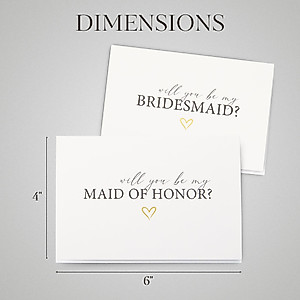apearrie 12 Will You Be My Bridesmaid Card Set- 8 Bridesmaid Proposal Card, 2 Maid of Honor Cards, 1 Matron of Honor Card, 1 Flower Girl Card- Bridesmaid Proposal Cards with Gold Stickers