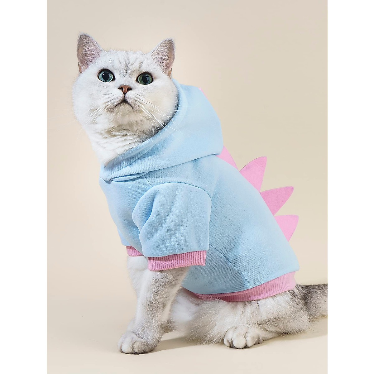 QWINEE Dinosaur Dog Hoodie Dog Warm Jacket Christmas Halloween Dog Costume Dog Clothes for Puppy Kitten Small Medium Dogs Cats Baby Blue XX-Small, QWN01-418553566-XXS