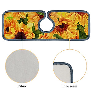 Kitchen Faucet Mats 3 Pieces Sunflowers Butterflies Faucet Sink Splash Guard Bathroom Counter and RV,Absorbent Faucet Counter Sink Water Stains Preventer