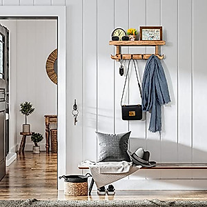 Emfogo Coat Rack Wall Mount Shelf with Hooks 17" Coat Hangers for Wall 6 Coat Hooks Wall Mounted for Kids, Bathroom, Entryway, Bedroom, Living Room