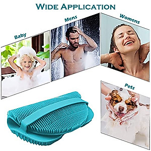 RamPula Silicone Body Scrubber, Silicone Loofah, Bath Back Cleaning Scrubber, Shower Sponge Glove, Exfoliating Body Brush for Wet or Dry Brushing, More Hygienic Than Traditional Loofah (Blue)