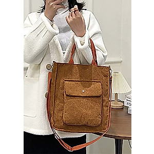 Corduroy Crossbody Bag for Women Girls,Casual Satchel Bag Large Capacity Corduroy Small Tote Bag for Work & School
