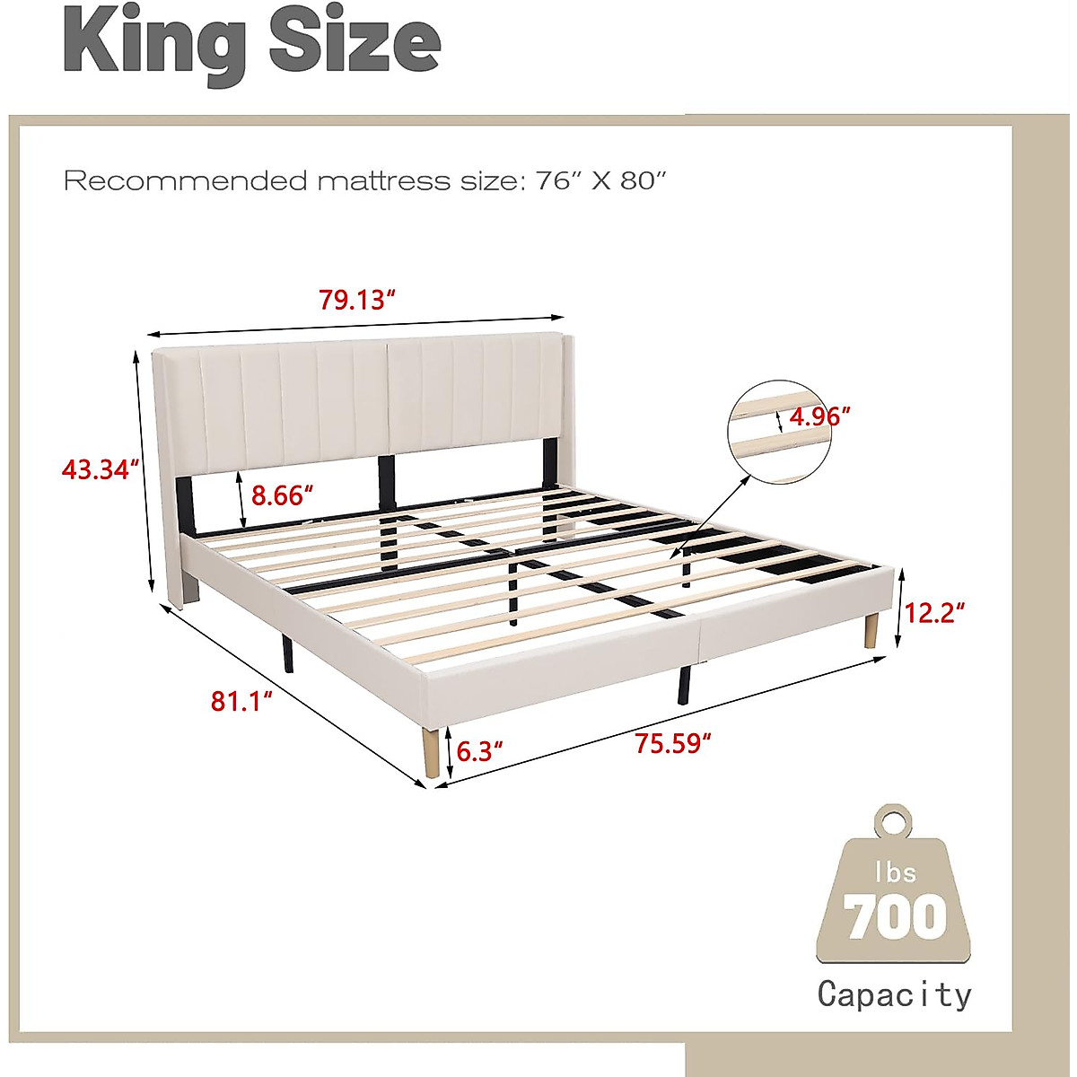 AGARTT Upholstered Platform Bed Frame King Size with Headboard and Footboard/Wooden Slats Support/No Box Spring Needed/Easy Assembly, Beige Velvet