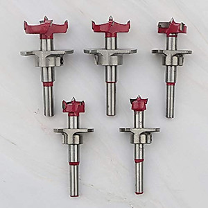 Rowiz 5Pcs 15-35mm Professional Forstner Drill Bit Set with Storage Case, High Carbon Steel Round Shank Woodworking Hole Saw Wood Cutter Auger Opener Drilling Wood Plastic Plywood