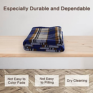 YOUR MOON Pure Wool Blanket Throw Queen Size 100% Australian Natural Wool Bed Blanket, Washable Wool Blanket Throw, Hypoallergenic- Non-Itchy Or Scratchy Fabric (Blue, 90 * 90)