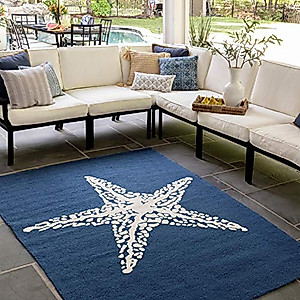 nuLOOM Marine Hand Hooked Indoor/Outdoor Accent Rug, 2' x 4', Navy