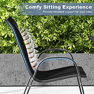 S AFSTAR Patio Chairs Set of 4, Stackable Patio Chairs Set with Armrests and Breathable Seat Fabric, Outdoor Dining Chairs Set for Patio, Pool Side, Backyard