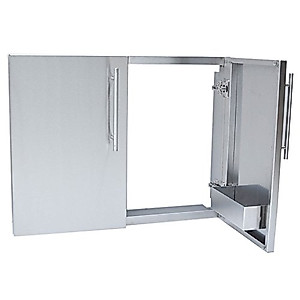 SUNSTONE DE-DD30 Designer Series Raised Style Double Door with Shelves, 30", Stainless Steel