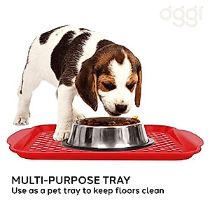 Oggi Anti Slip Serving Tray with Handles- Red Rectangle Tray - Ideal Tray for Eating, Breakfast Tray, Food Tray, Appetizer Tray, Serving, 5504.2, 17.5x11.5''