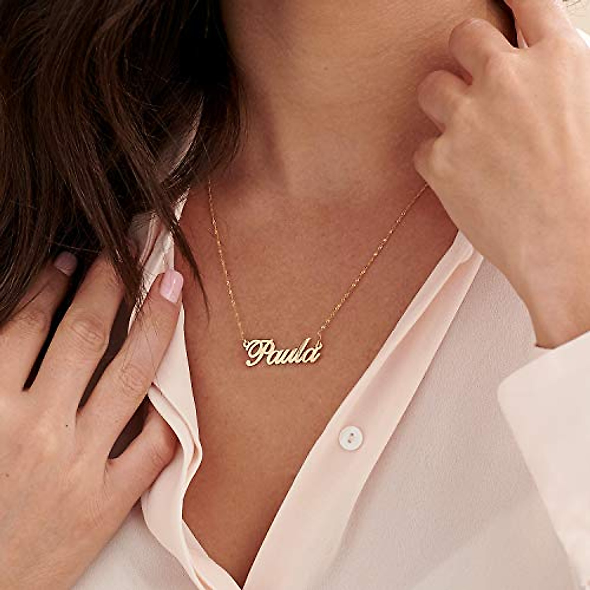 MYKA – Personalized Classic Name Necklace – Custom Made Nameplate Pendant – Customized Jewelry – Gift for Women, Her, Mom – Gift for Christmas, Birthday, Mother's Day (14k Yellow Gold - 20")