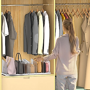 Venuekkuri Adjustable Shelf Dividers for Closet, 2-Pack Purse Organizers for Closet,Clear Frosted Plastic Shelf Dividers, Handbag Separators Storage Organizer,Bookshelf Separator Dividers