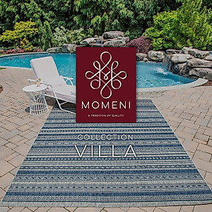 Novogratz by Momeni Villa Collection Tuscany Indoor Outdoor Blue Area Rug, 3'11" x 5' Sized Mat for Pool, Patio, Porch, Balcony, Kitchen, Bedroom, Livingroom and Home Office