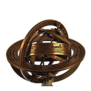 5" Nautical Brass Armillary Sphere World Globe Rosewood Base Table Decor Gift