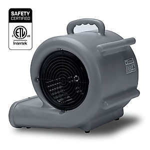 BlueDri One-33 Air Mover, 1/3 HP 2900 CFM Industrial Water Damage Flood Restoration Carpet and Floor Drying Blower Fan (Gray)…