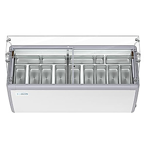 KoolMore KM-GDC-71SD-FG 70 in. 14-Pan Gelato Dipping Cabinet Display Freezer with Sliding Glass Door and Sneeze Guard, 20 cu. ft. ETL Listed