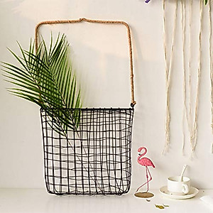 Storage Newspaper Baskets Wall-Mounted Basket Home Magazine Rack Shelf Newspaper Iron Decoration Flower Basket Retro and Beautiful (Color : Black, Size : 27 * 60cm)